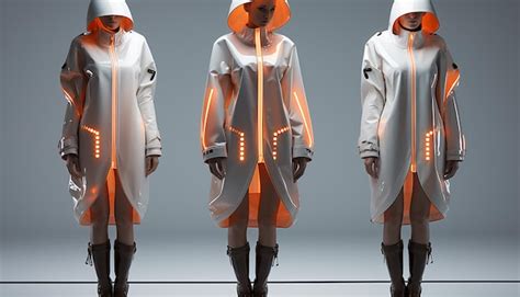 Premium Ai Image People Are Weating Futuristic Fashion Clothes In The Future
