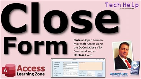 Close An Open Form In Microsoft Access Using The Docmdclose Vba