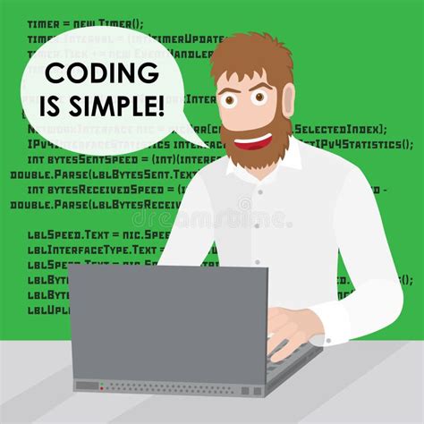 Men With Laptop Programming Or Coding Banner Flat Design Concept