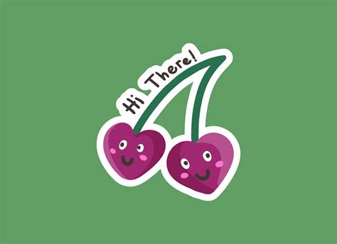 Cherry Cute Sticker Graphic By Reyrairui · Creative Fabrica