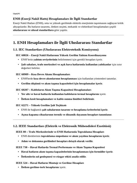 Enh Enerji Nakil Hattı Hesaplamaları Ile İlgili Standartlar Pdf