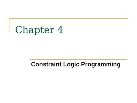 Ppt 1 Chapter 4 Constraint Logic Programming 2 Outline Introduction