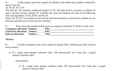 Solved 4 A Disk Request Queue Has Requests For Blocks On The