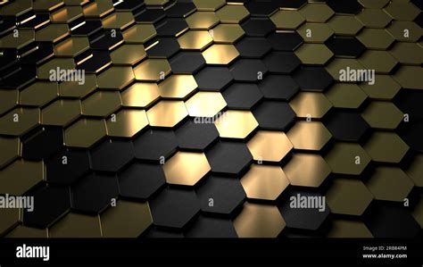 Golden Hexagon Cell Tiling Luxury Metal Pattern Gold Metal Scales Honeycomb Hexagonal
