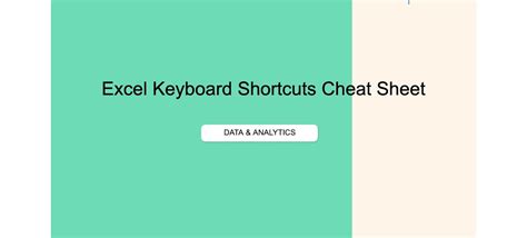 Excel Keyboard Shortcuts Cheat Sheet Coursera