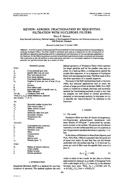 Pdf Review Aerosol Fractionation By Sequential Filtration With