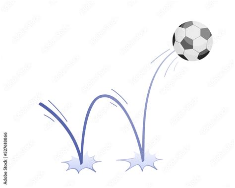 Bouncing Football Game Ball With Trajectory Jumps On The Ground Soccer