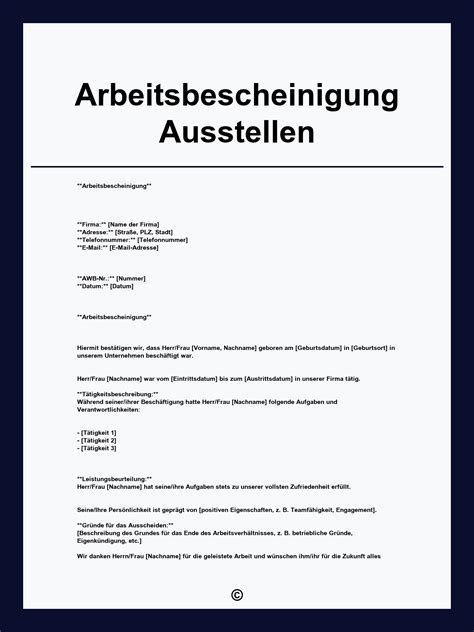 Arbeitsbescheinigung Ausstellen Muster