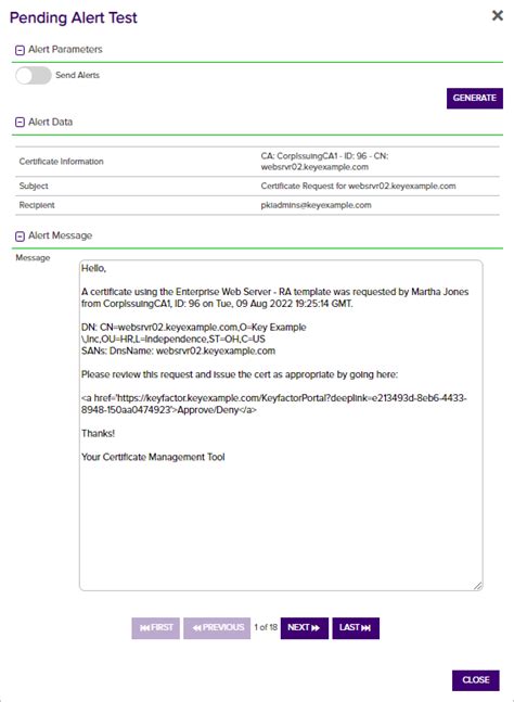 Pending Request Alert Operations