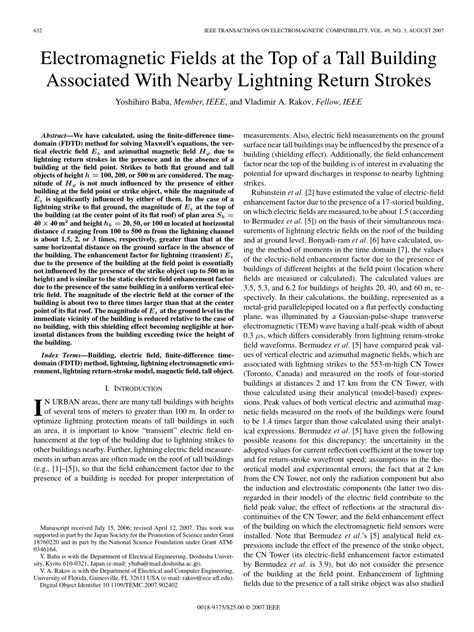 Pdf Electromagnetic Fields At The Top Of A Tall Building Associated With Nearby Lightning