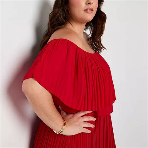 Premier Amour Off The Shoulder Womens Maxi Dress Plus Color Deep Red