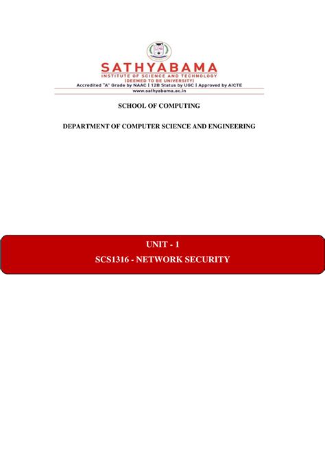 Scs1316 The Network Security Notes Unit 1 Scs1316 Network