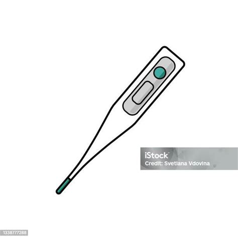 백색 고립 된 배경에 환자의 체온을 측정하기위한 의료 온도계 아이콘 벡터 만화 일러스트레이션 0명에 대한 스톡 벡터 아트 및 기타 이미지 Istock