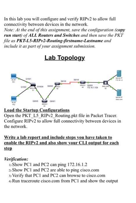 Solved In This Lab You Will Configure And Verify Ripv2 To