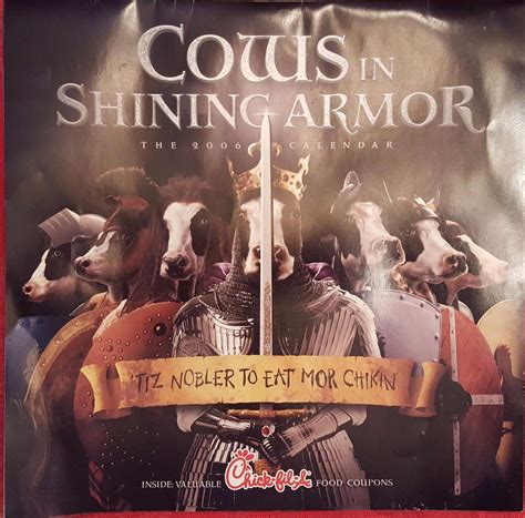 2006 Chick Fil A Calendar Cows In Shining Armor All Coupons Attached