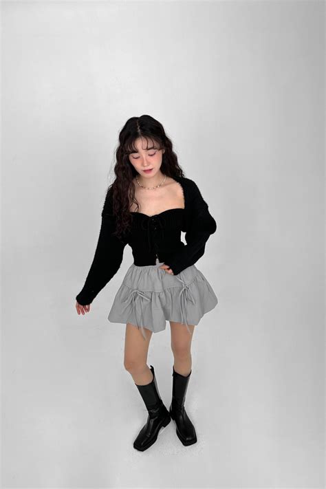 벌룬 호박 리본 미니 밴딩 스커트 3color 풍성한 실루엣