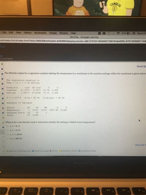 Solved The Minitab Output For A Regression Analysis Relating