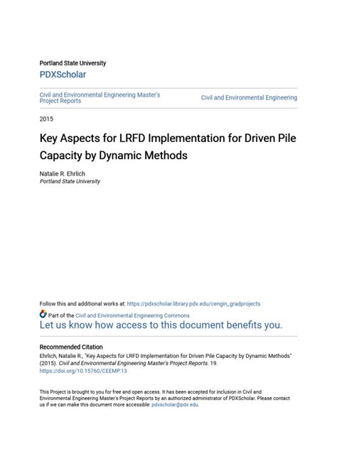 Key Aspects For Lrfd Implementation For Driven Pile Capacity By D Download Free Pdf