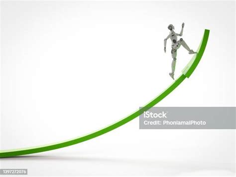 성장 그래프를 가진 로봇을 이용한 비즈니스 기회를 위한 기술 3차원 형태에 대한 스톡 사진 및 기타 이미지 3차원 형태 개발 개선 Istock