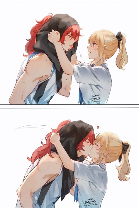 Jean And Diluc Genshin Impact Drawn By Socnau Danbooru