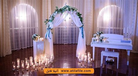 بک گراند عروس و داماد با طاق گل آرایی