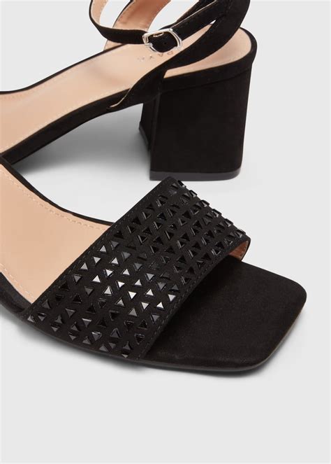 Black Diamante Block Heels Matalan