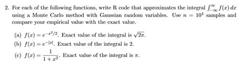 2 For Each Of The Following Functions Write R Code