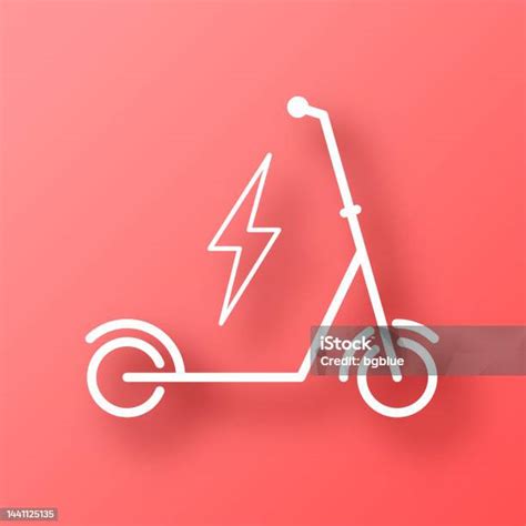 전기 스쿠터 담당 그림자가 있는 빨간색 배경의 아이콘 전기 스쿠터에 대한 스톡 벡터 아트 및 기타 이미지 전기 스쿠터 3