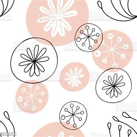 꽃 무음 패턴 손으로 그린 낙서 벡터 그림입니다 흰색 배경에 분홍색과 검은 색 꽃입니다 꽃 식물에 대한 스톡 벡터 아트 및 기타 이미지 Istock