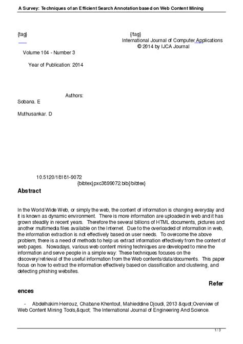 Pdf A Survey Techniques Of An Efficient Search Annotation Based On Web Content Mining