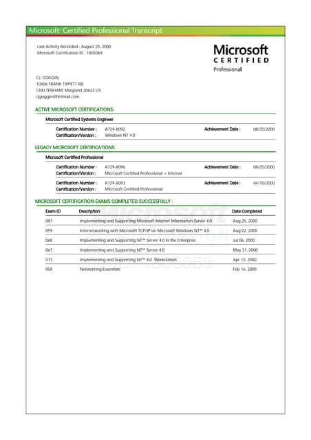 Ms Learning Transcript Pdf
