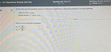 solved test the daim about the population variance σ2 at the