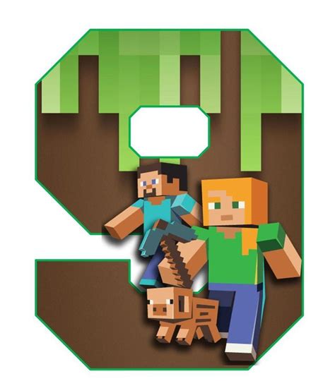 Šablona Papírový číslo Minecraft 9 Compleanno Minecraft Torta