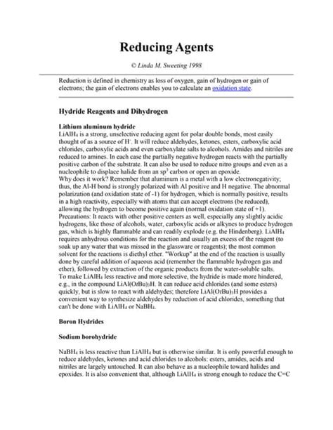 Reducing Agents Pdf