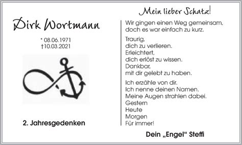 Traueranzeigen Von Dirk Wortmann Sich Erinnern De