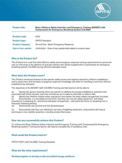 Bosiet With Compressed Air Emergency Breathing System Ca Ebs