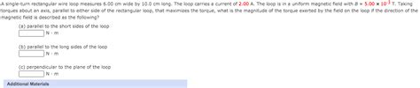 Solved A Single Turn Rectangular Wire Loop Measures 600 Cm