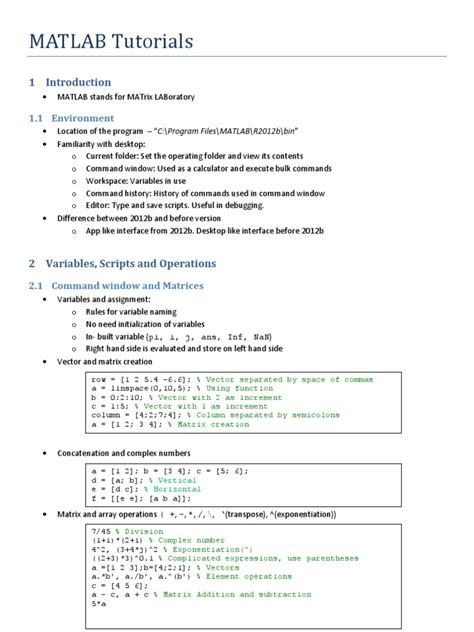 An Introduction To Matlab Programming Variables Plotting Functions