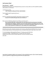 Lab HV Docx Lab Summary Sheet Hazel Villamizar By Placing My Name Here I Am