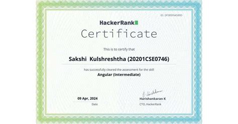 Sakshi Kulshreshtha On Linkedin Hackerrank Skill Certificate