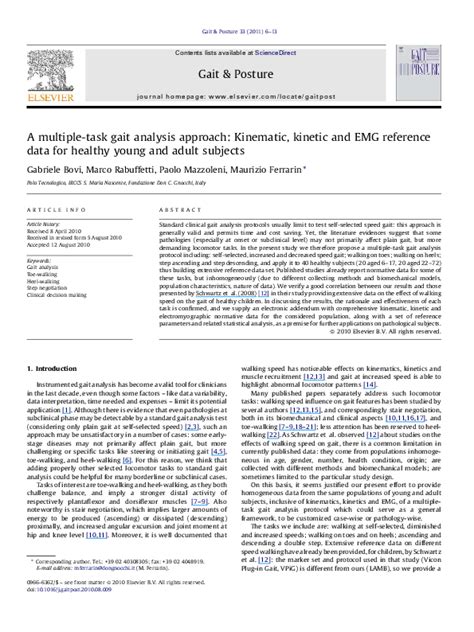 Pdf A Multiple Task Gait Analysis Approach Kinematic Kinetic And Emg Reference Data For