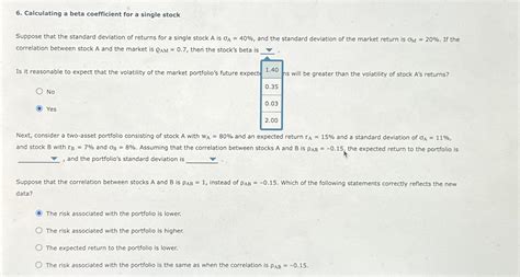 Solved Calculating A Beta Coefficient For A Single Chegg Com
