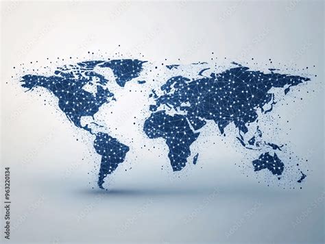 World Map With Network Connections Showing Global Communication Lines And Points Of Connectivity