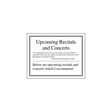 Upcoming Recitals And Concerts Display