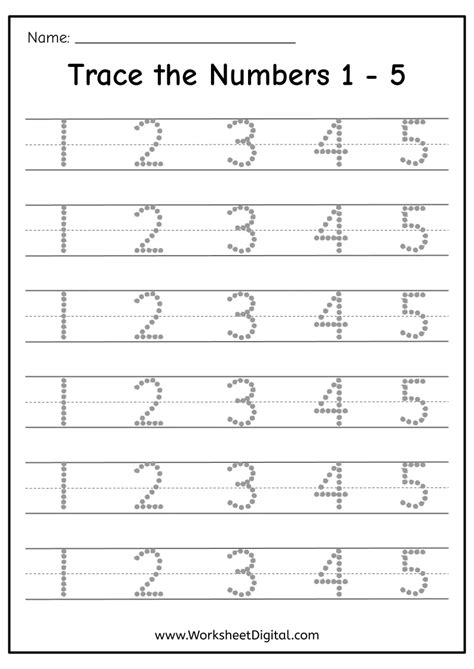 Trace The Numbers 1 5 Worksheets Library