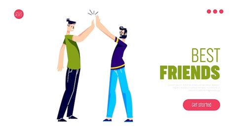 하이 파이브를주는 만화 친구 무료 벡터