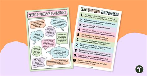 Ways To Build Self Esteem Classroom Poster Teach Starter