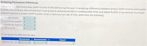 Analyzing Permanent Differences Baltimore Inc