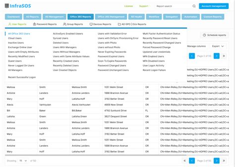 Active Directory Reporting Tool InfraSOS AD O365 SaaS Tools