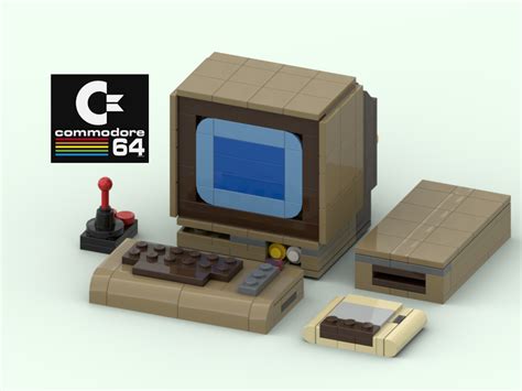 Lego Moc Commodore C64 Monitor 1702 Floppy 1541 Datasette And Joystick In Micro Scale By